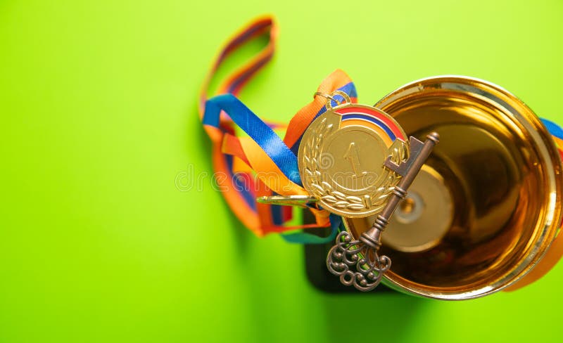 Key for Success, Winner Medal, Golden Trophy. Success Stock Photo ...
