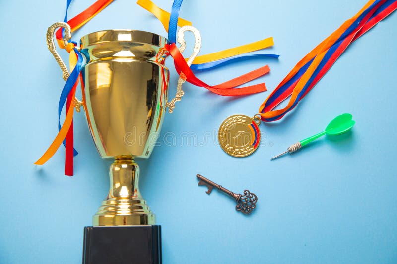 Key for Success, Winner Medal, Golden Trophy. Success Stock Image ...