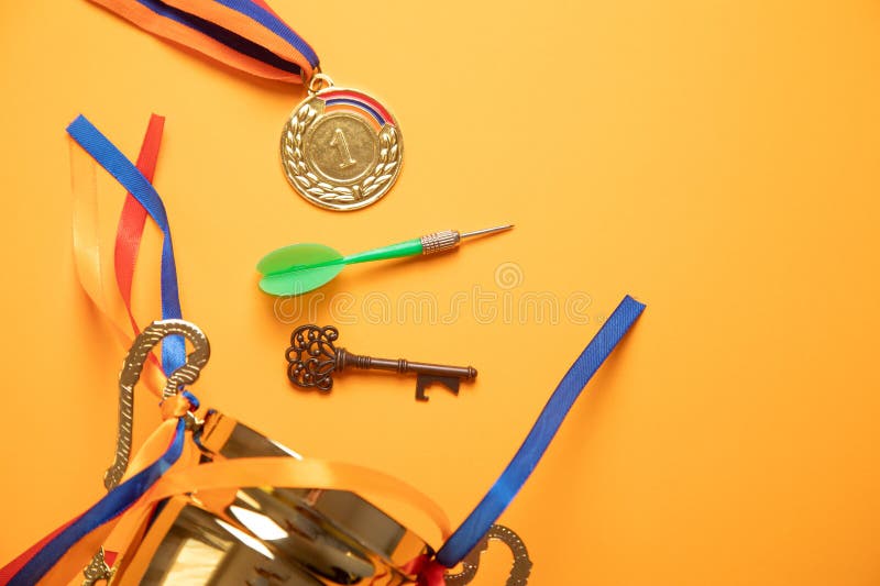 Key for Success, Winner Medal, Golden Trophy. Success Stock ...