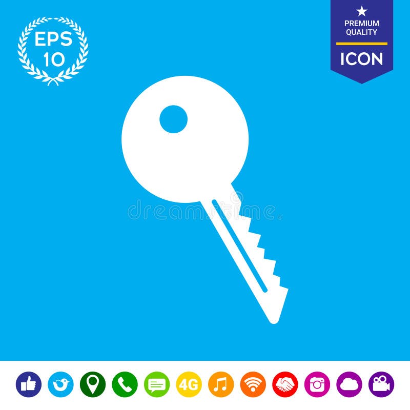 Key symbol icon stock illustration. Illustration of sign - 89685842