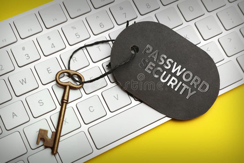 Key with Tag PASSWORD SECURITY on Keyboard, Closeup Stock Photo - Image ...