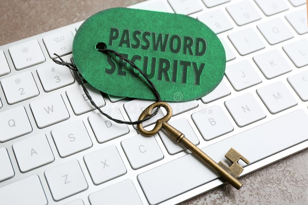 Key with Tag PASSWORD SECURITY on Keyboard, Closeup Stock Photo - Image ...