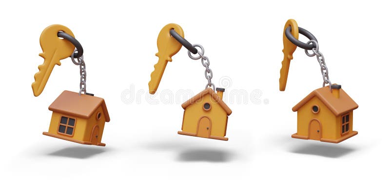 Key To Apartment Building. Key Ring in Shape of House Stock ...