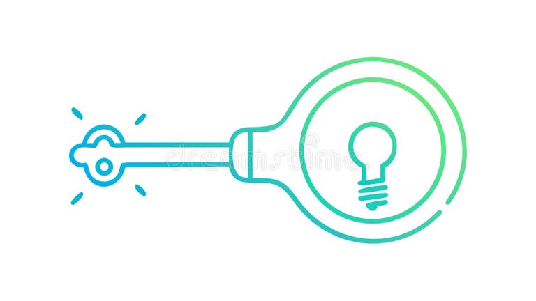 Key To Idea Lightbulb Solution Icon, for Unlocking Potential, Vector ...