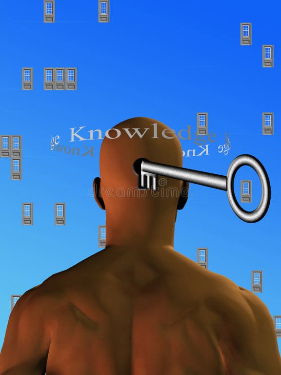 Key to knowledge stock illustration. Illustration of brainstorm - 254179105