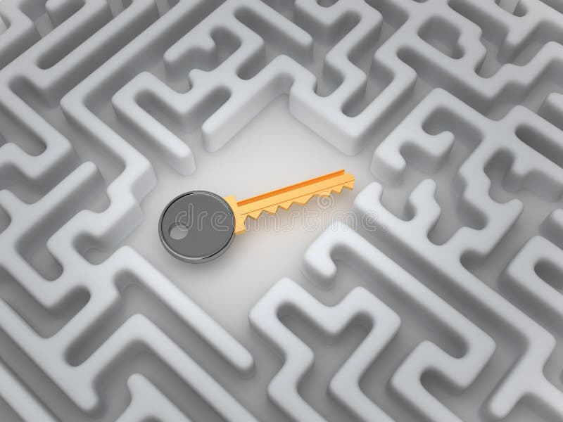 Key to labyrinth stock illustration. Illustration of pointer - 30437391