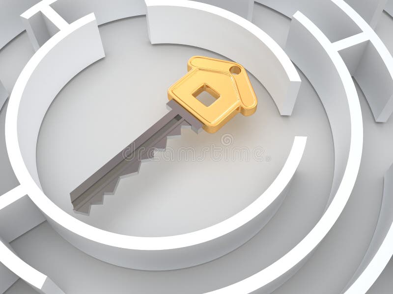 Key to labyrinth stock illustration. Illustration of purpose - 30682983