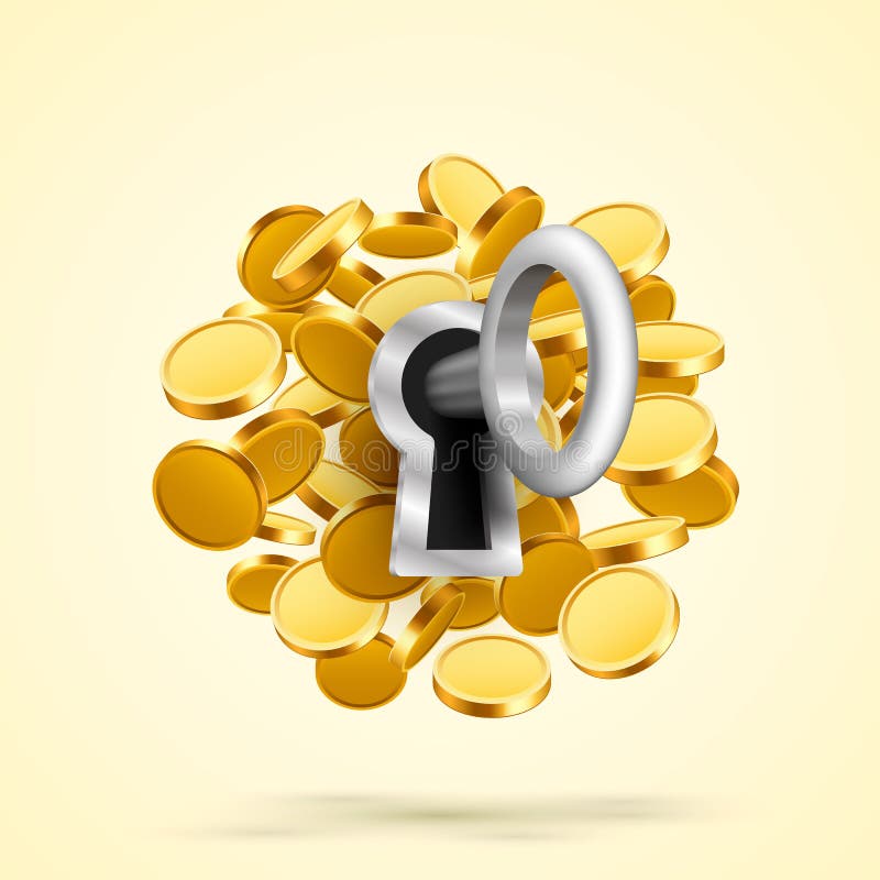 Key To the Lock with Coins. Stock Vector - Illustration of game, cash ...