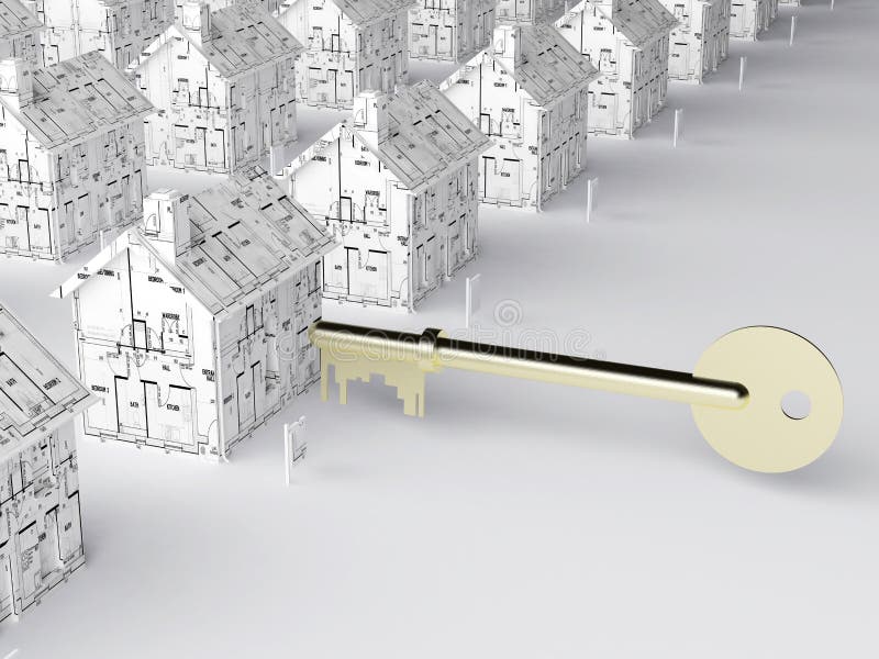 Key to a new home stock illustration. Illustration of home - 3573493