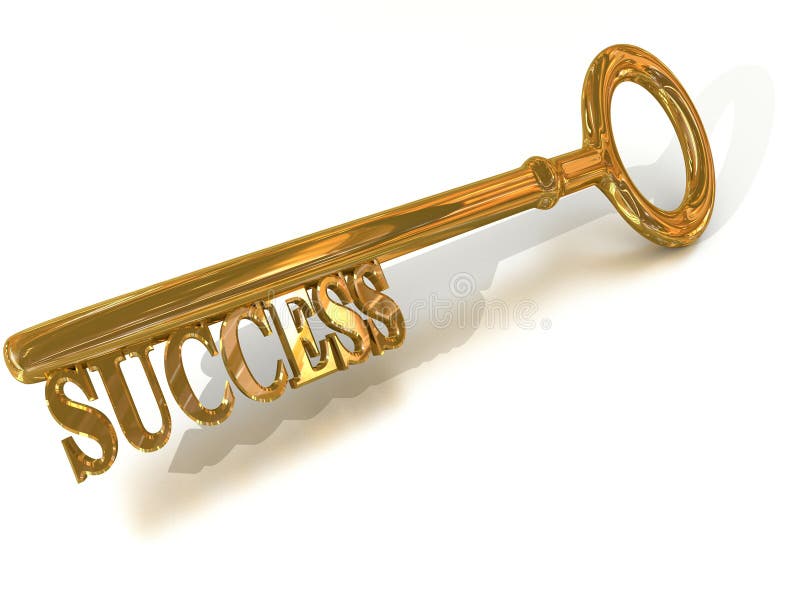 3d Man Happy To Find Success Golden Key Stock Illustration ...