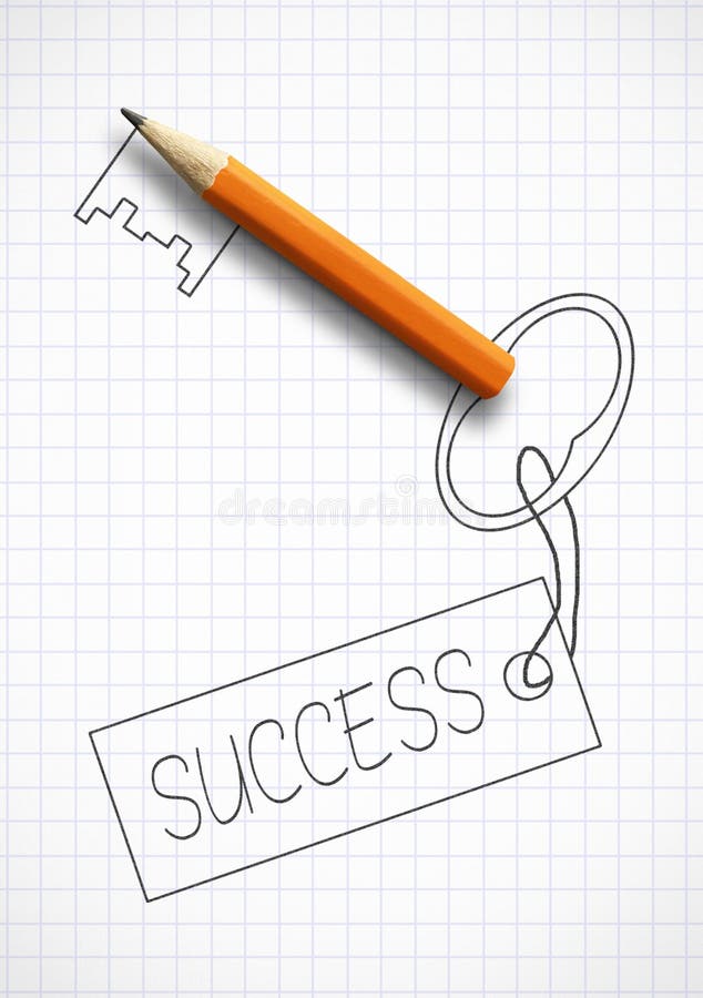 Key To Success Concept, Drawn Key with Pencil Stock Photo - Image of ...