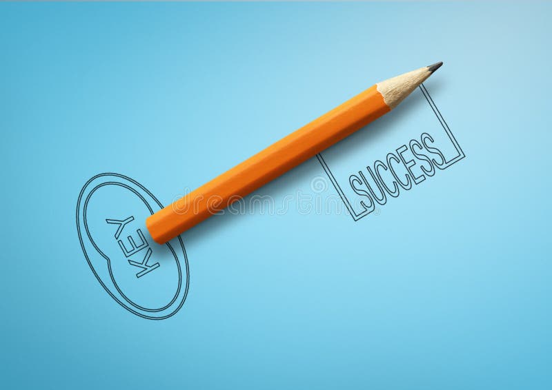 Key To Success Concept, Drawn Key with Pencil Stock Photo - Image of ...