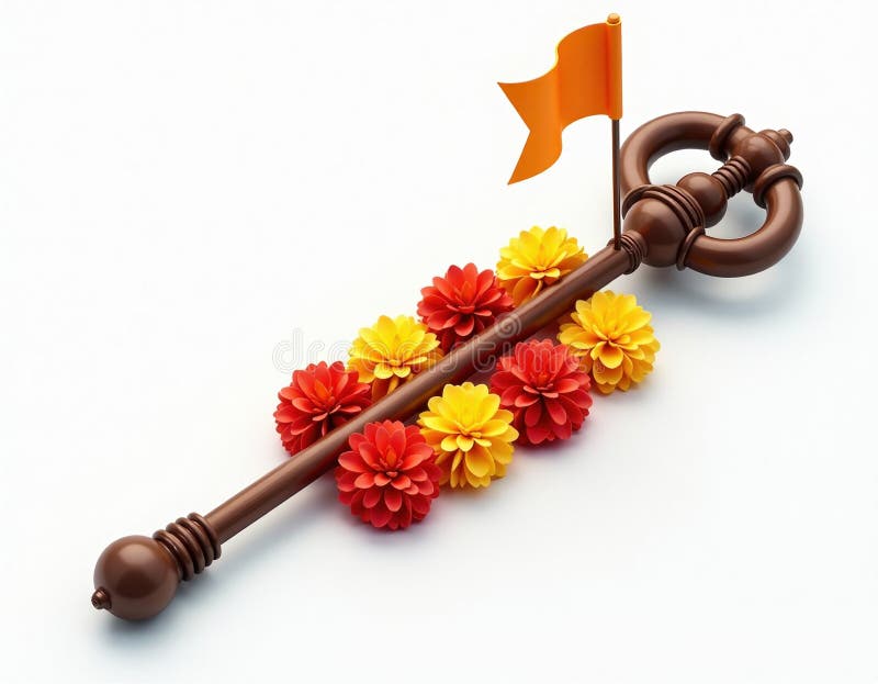 Key To Success with Flowers and Flag Stock Illustration - Illustration ...