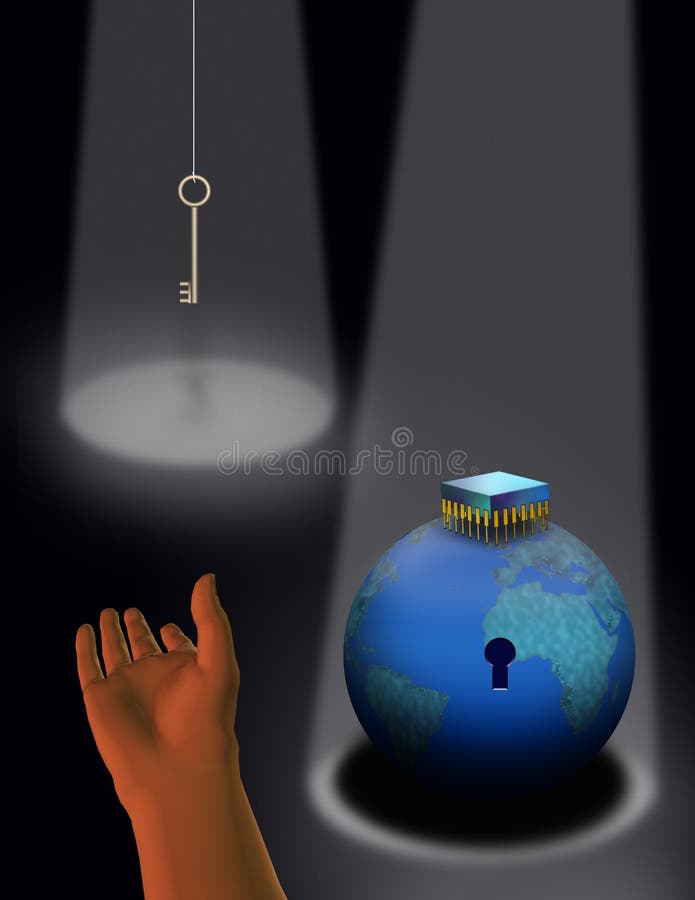 Key to the world stock illustration. Illustration of corporate - 1208946