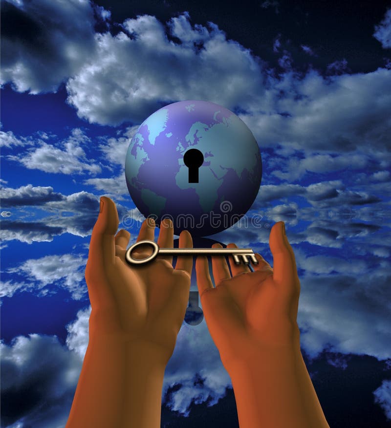 Key to the world stock illustration. Illustration of technology - 1431776