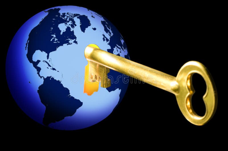 Key in the keyhole stock photo. Image of dark, orange - 4734388