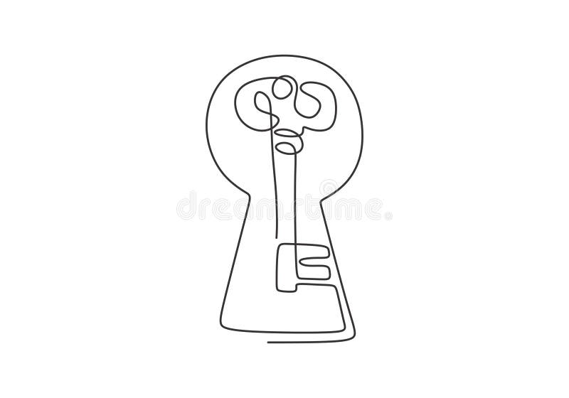 Key Tool Single One Line Drawing Minimalist Vector Illustration Object ...