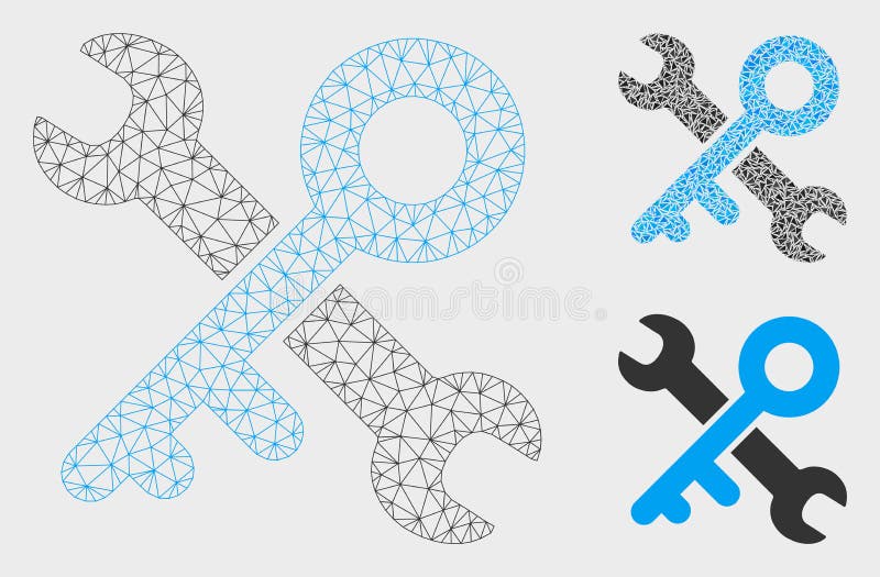 Key Tools Vector Mesh 2D Model and Triangle Mosaic Icon Stock Vector ...