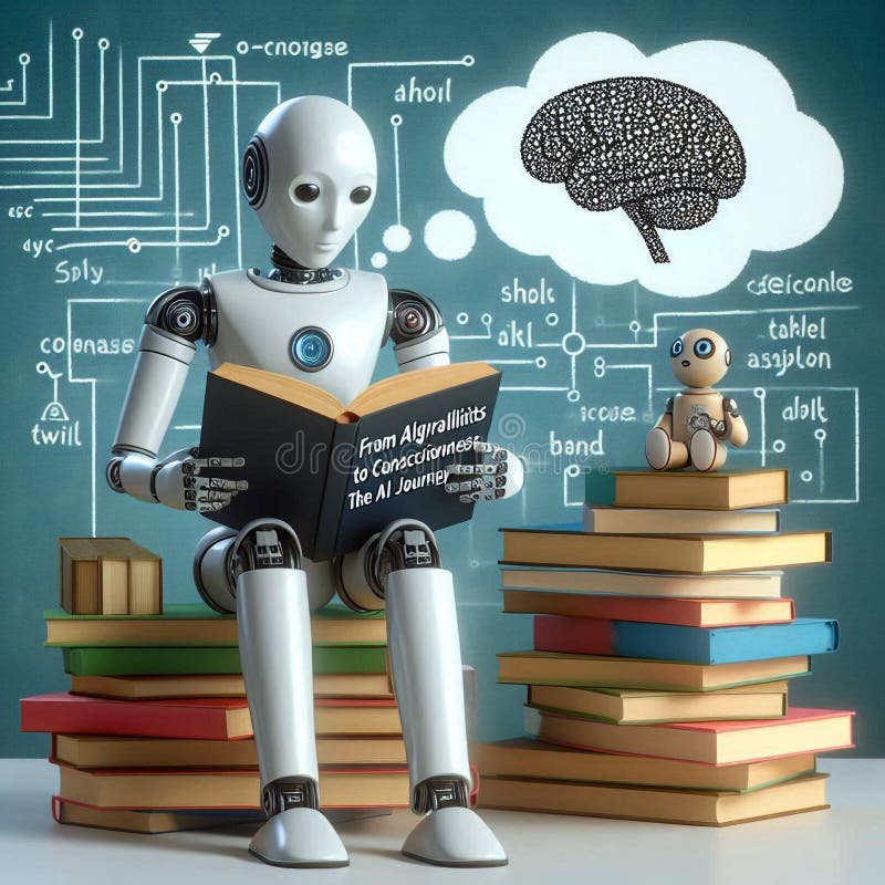 Form of AI Potentially Developing Consciousness or Self-awareness. Stock Illustration ...