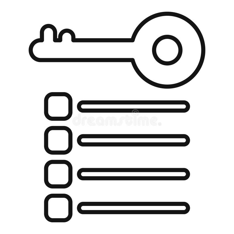 Key Unlocking Access To List of Secured Items Icon Stock Illustration ...