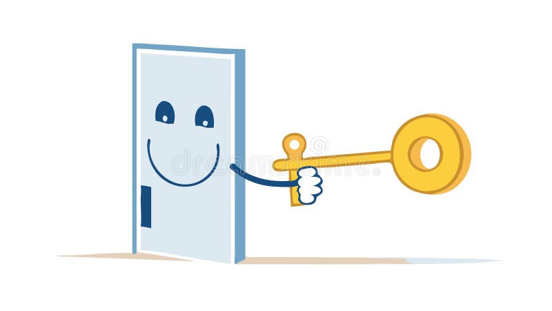 Key Unlocking Blue Door, Access Entry Point Icon, Vector Design Generative AI Stock Vector ...