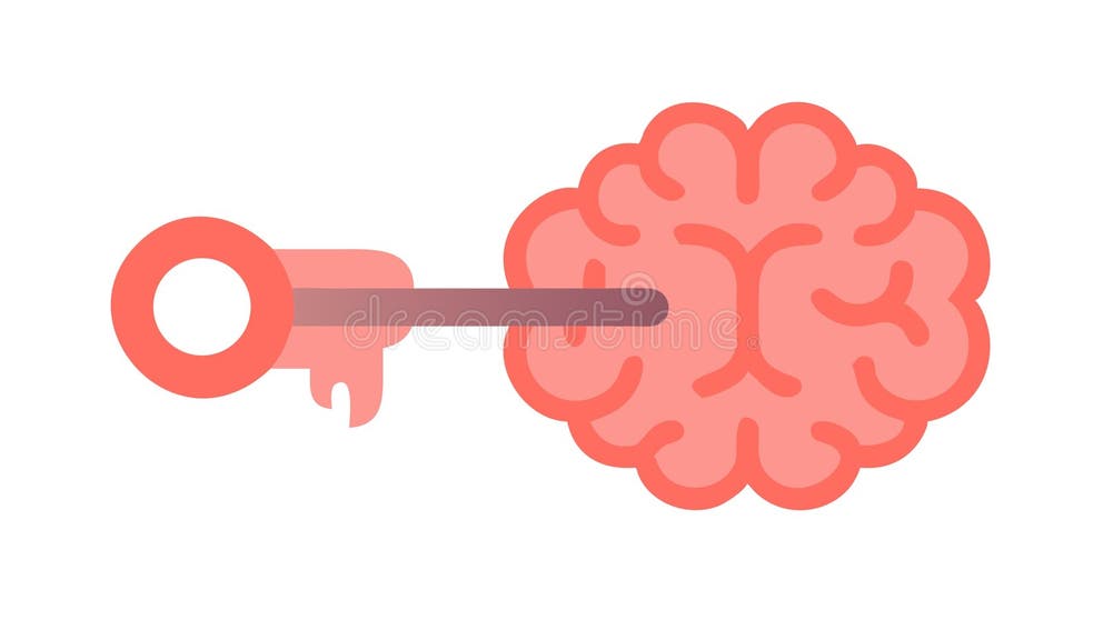 Key Unlocking Brain Icon for Creative Idea Generation, Vector Design ...