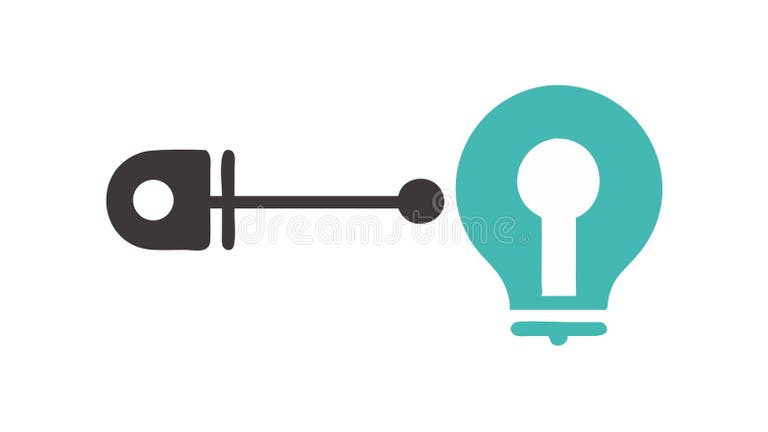 Key Unlocking Idea Lightbulb Icon, for Solutions and Creativity, Vector ...