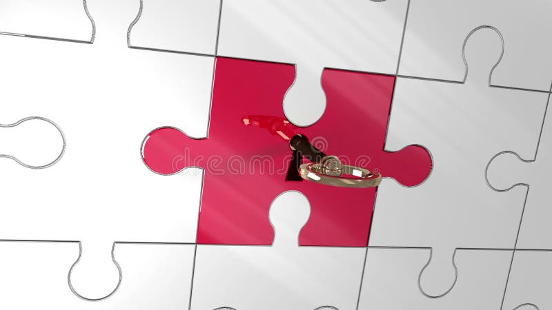 Key Unlocking Piece of Puzzle Showing Analysis Stock Video - Video of ...