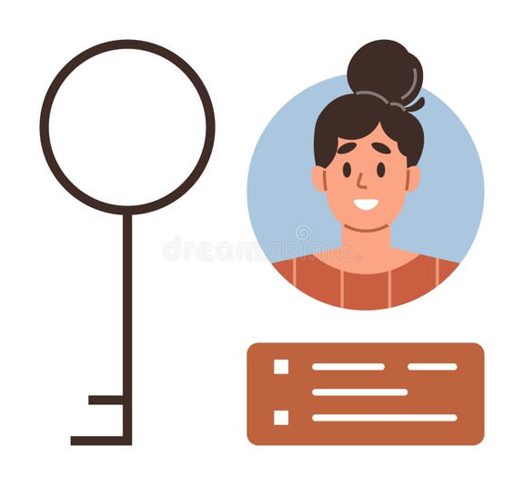 Key with User Profile and Credential Box Representing Security and ...