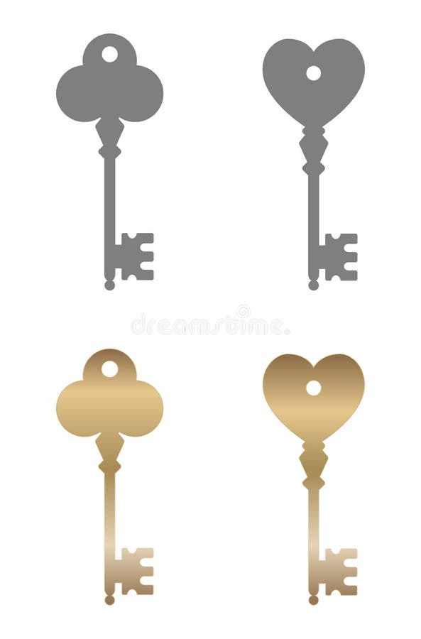 Key vintage heart shape stock vector. Illustration of vector - 210013730