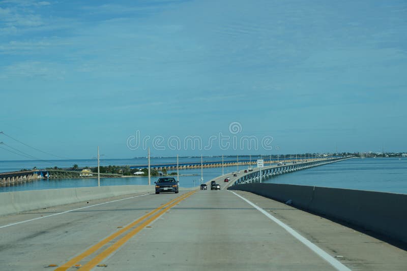 Key West Florida Cars on the Highway Editorial Photo - Image of water ...