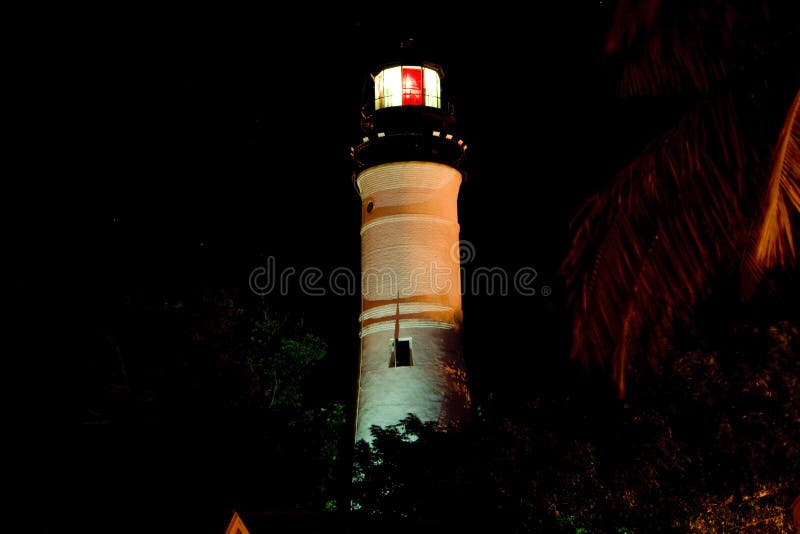The Key West Lighthouse at Night, Florida Keys, Florida, USA Stock ...