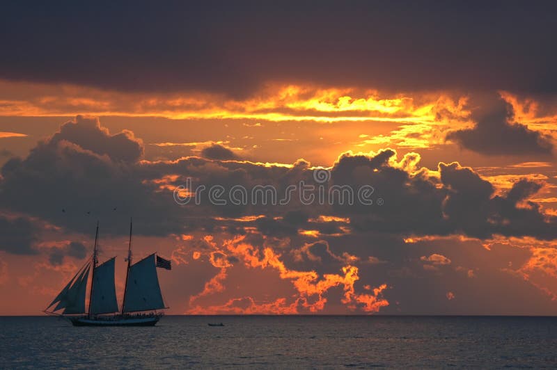 Key west sunset stock image. Image of color, nature, ship - 7708753