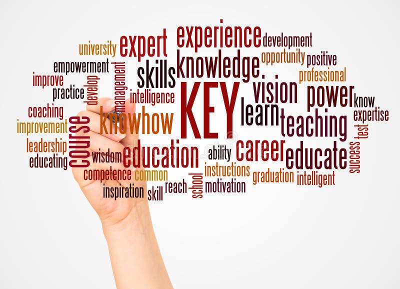 KEY Word Cloud and Hand with Marker Concept Stock Illustration ...