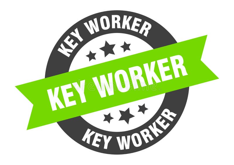 Key Worker Sign. Rounded Isolated Button. White Sticker Stock Vector ...