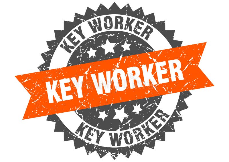 Key Worker Stamp. Square Grunge Sign on White Background Stock Vector ...