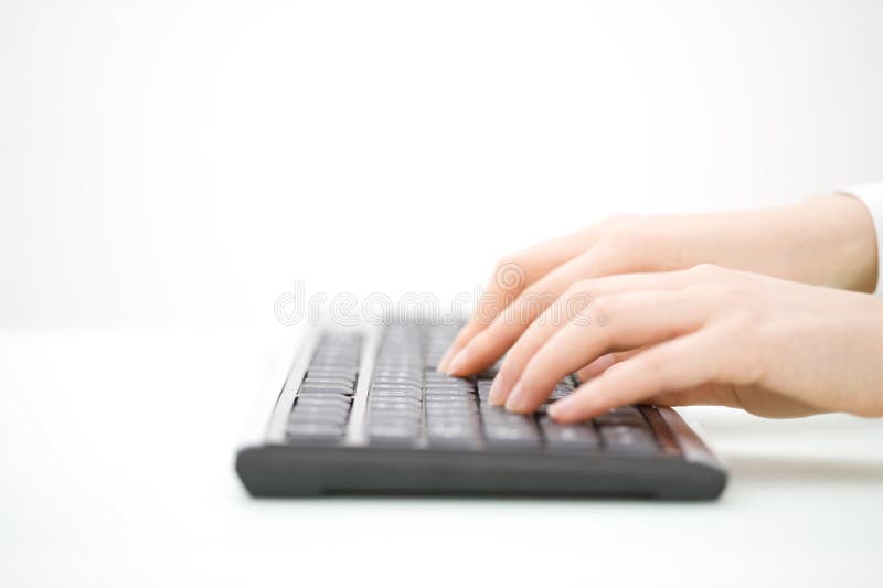 Businessmans Hand Touching Computer Keyboard Stock Photo - Image of ...