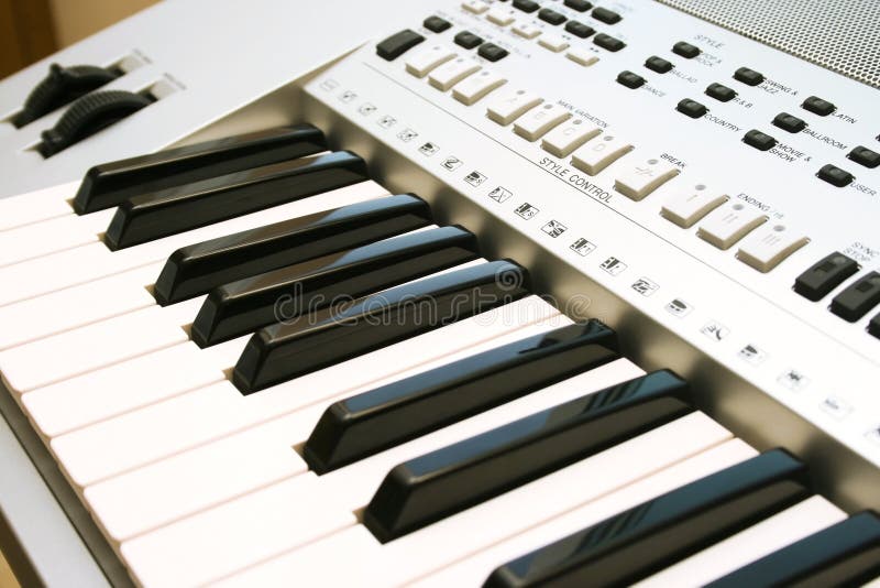 Music Synthesizer Keyboards on Rack Stock Photo - Image of board ...