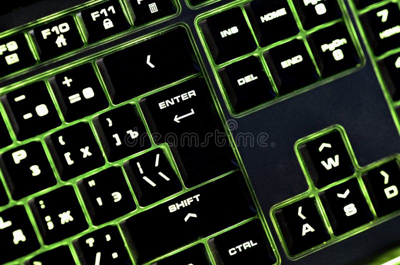 Keyboard with Backlight Close-up Stock Photo - Image of equipment ...