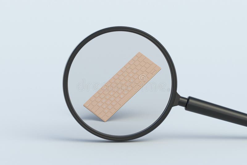 Keyboard Behind Magnifying Glass Stock Illustration - Illustration of ...