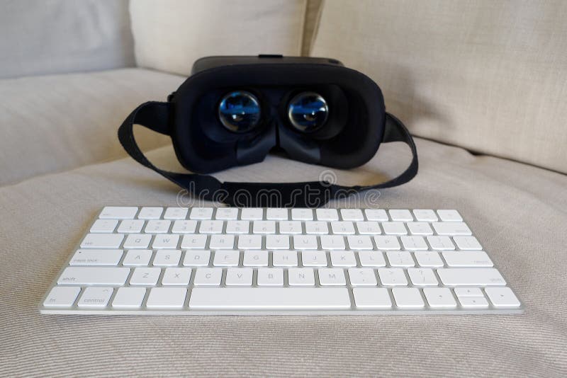 Keyboard and Virtual Reality Headset on Couch, Metaverse Concept. Stock ...