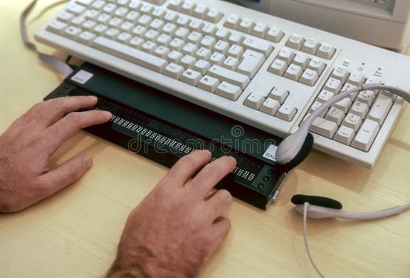 Keyboard for blind editorial photography. Image of handicap - 50704802
