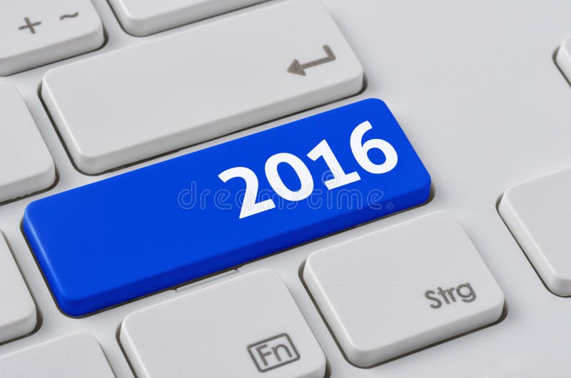 Keyboard with a Blue Button - 2016 Stock Image - Image of keyboard ...