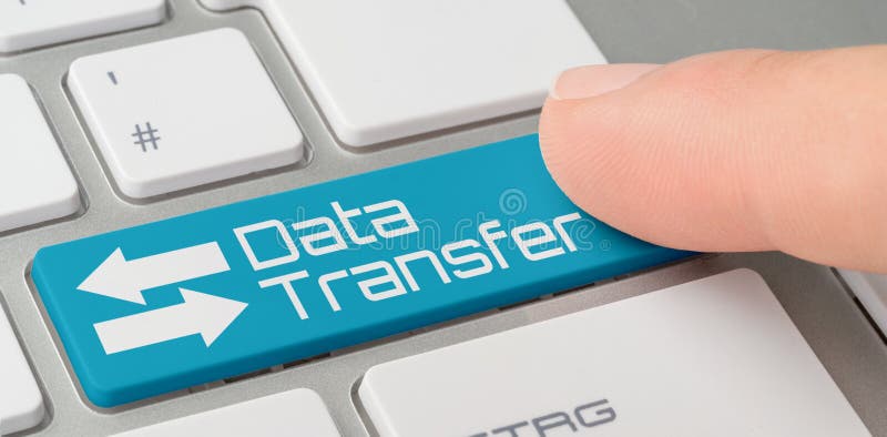 A Keyboard with a Blue Labeled Button - Data Transfer Stock Photo ...