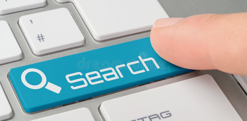 A Keyboard with a Blue Labeled Button - Search Stock Photo - Image of ...