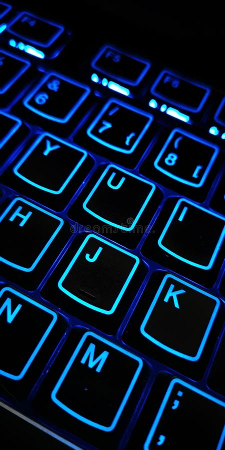 Keyboard with blue led stock photo. Image of screenshot - 209937036