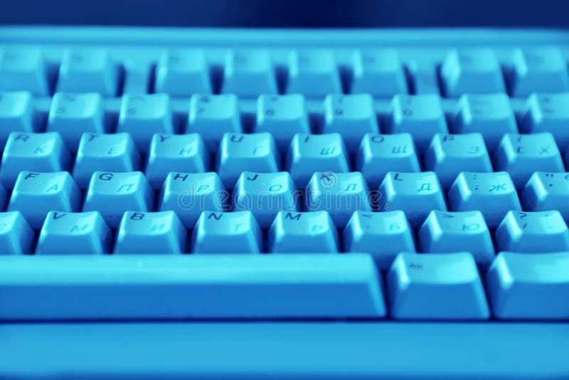 Keyboard in Blue Light, Close-up Stock Image - Image of typing, close ...