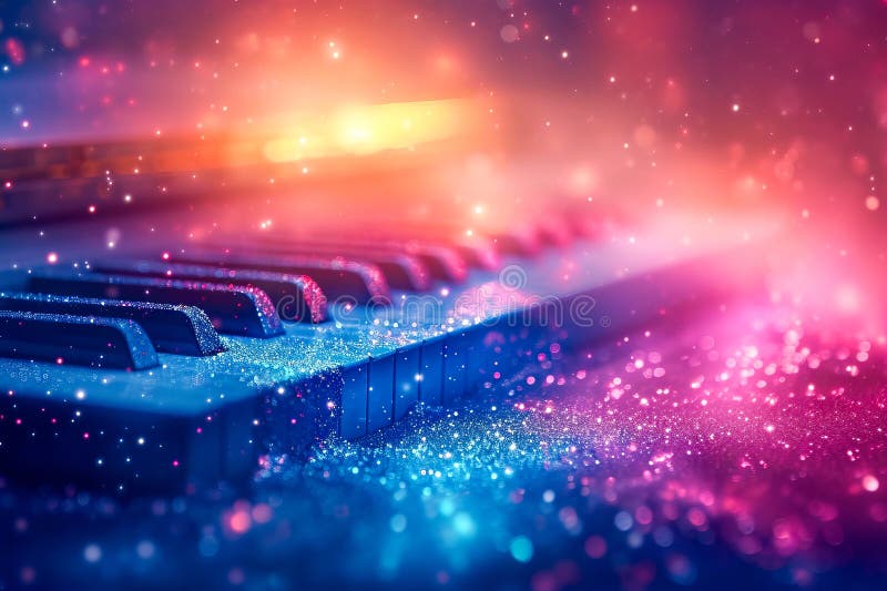 Keyboard with Blue and Purple Keys that are Lit Up by Light Source ...