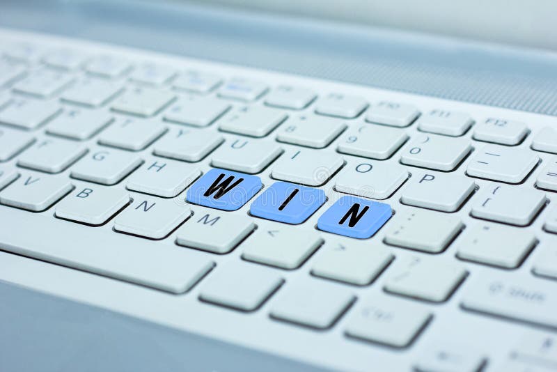 Keyboard with Blue Win Button, Business Concept Stock Image - Image of ...