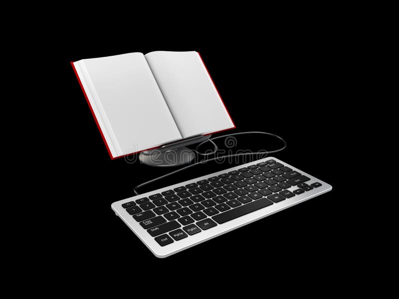 Keyboard and Book with Blank Page, Concept of Writer, 3d Illustration ...